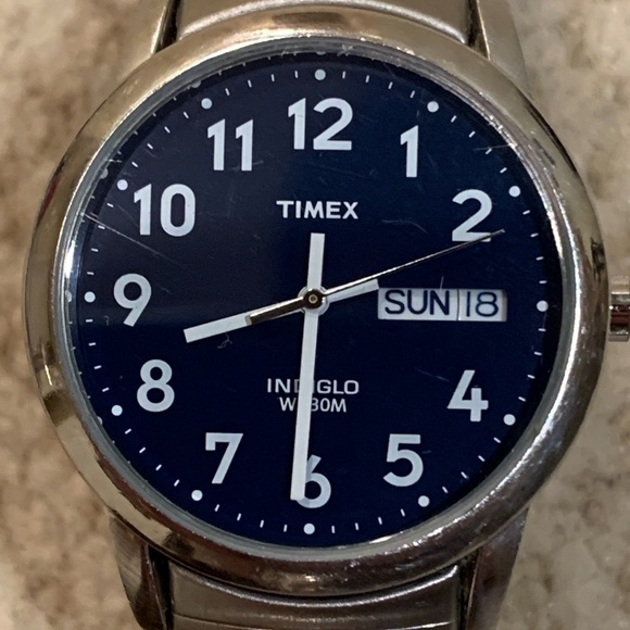Timex | Accessories | Timex Indiglo Blue Face Wr Day Date Watch | Poshmark